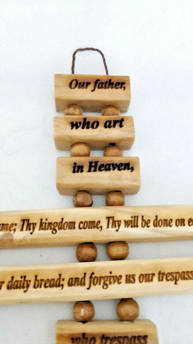 Handmade Olive Wood Cross of The Lord's Prayer / Our Father, Wall Hang ...